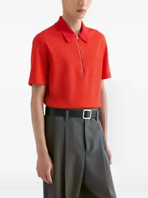 JIL SANDER Knitted Zip-up Polo Shirt - Red