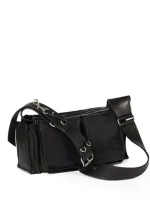 Miu Miu Utilitaire Lambskin Shoulder Bag - Black