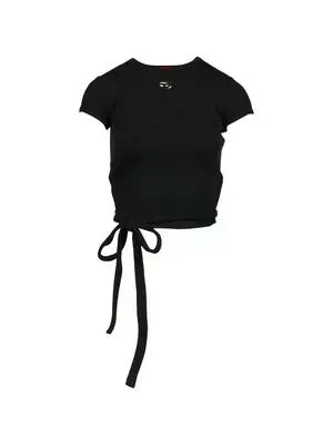 DIESEL® Diesel Black Ribbed T-Shirt With Oval D Logo Plaque And Wrap-Around Tie Fastening Grey