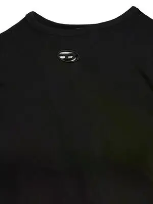 DIESEL® Black Organic Stretch-cotton Ribbed T-shirt With Wrap Laces And Oval D Embroidery - Grey