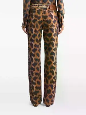 Etro Animal Motif Bootcut Jeans