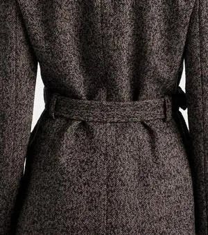 Chloé Belted Herringbone Wool-blend Coat