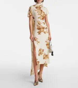 Magda Butrym Floral Print Draped Midi Dress