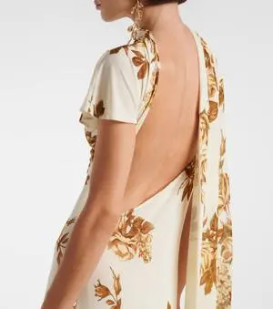 Magda Butrym Floral Print Draped Midi Dress