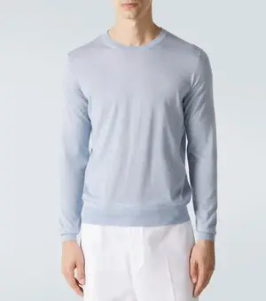 Fedeli Cashmere And Silk Crewneck Sweater - Blue