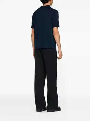 Sandro Knitted Polo Shirt With Zip Collar - Blue