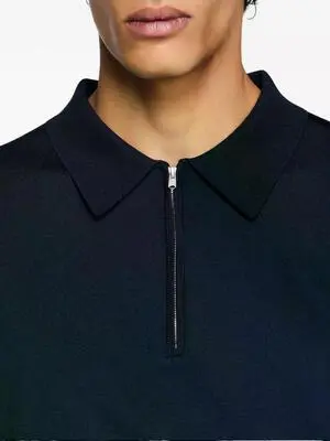 Sandro Knitted Polo Shirt With Zip Collar - Blue