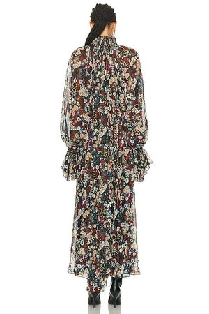 Khaite Edgar Printed Silk Chiffon Maxi Dress - Black Multi