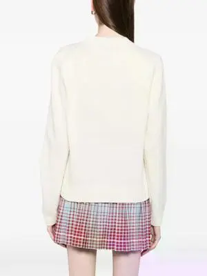 Maison Kitsuné Round Neck Jumper With Logo Patch - Neutrals