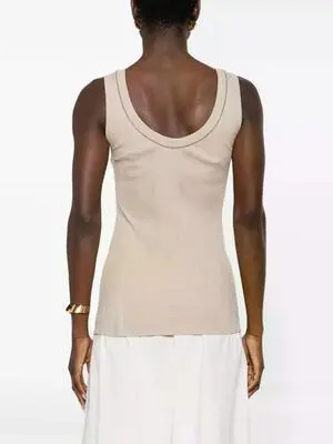Brunello Cucinelli Embellished Ribbed Knit Tank Top - Neutrals