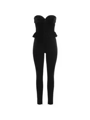 Alessandra Rich Peplum Jumpsuit - Black