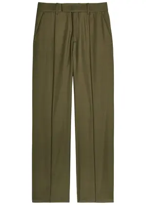 Ronny Kobo Wool-blend Straight-leg Trousers - Green