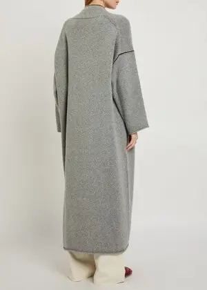 THE ELDER STATESMAN Cashmere Robe With Striped Trim - Grey