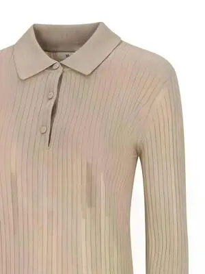 Max Mara Ribbed Collared Polo Top - Neutrals