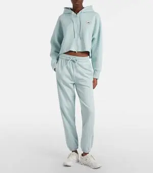 Adidas By Stella McCartney Cropped Cotton-blend Jersey Hoodie