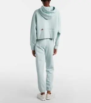 Adidas By Stella McCartney Cropped Cotton-blend Jersey Hoodie