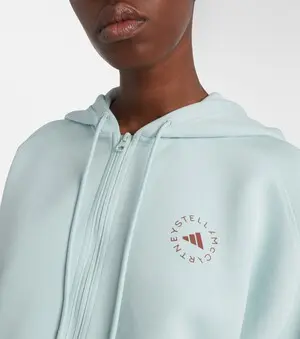 Adidas By Stella McCartney Cropped Cotton-blend Jersey Hoodie