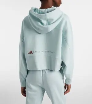 Adidas By Stella McCartney Cropped Cotton-blend Jersey Hoodie