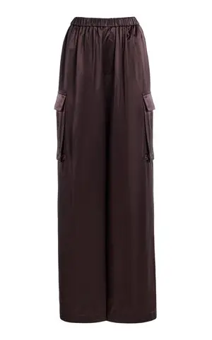 THE FRANKIE SHOP Delny Satin Cargo Pants - Brown