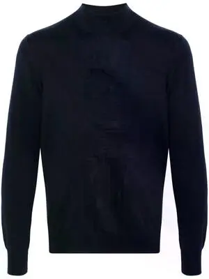 FILERIA Virgin Wool High Neck Sweater - Blue