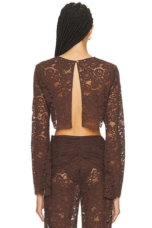 SHANI SHEMER Ella Lace Crop Top - Espresso