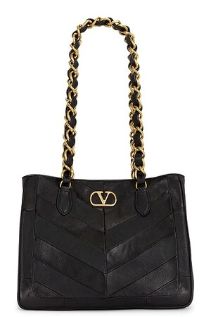 Valentino Garavani Jean Small Tote Bag In Black Nappa Leather With Vlogo Signature - Nero