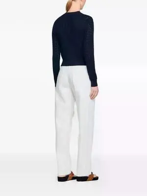 Sandro Cropped Textured Knit Cardigan - Blue