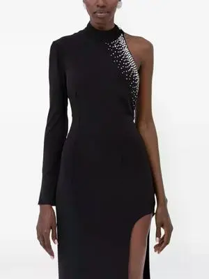 NISSA Asymmetric Maxi Dress With Crystal Embellishment