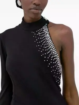 NISSA Asymmetric Maxi Dress With Crystal Embellishment