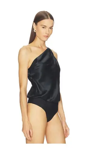 Cami Nyc One-shoulder Silk Bodysuit - Black