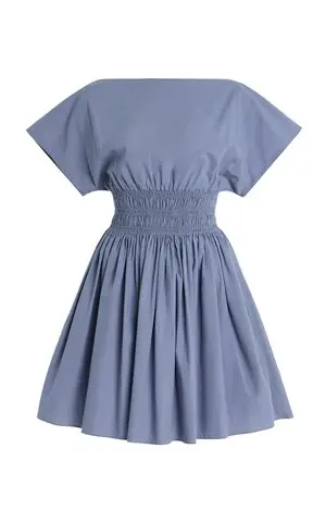 Matteau Shirred-waist Mini Dress - Blue
