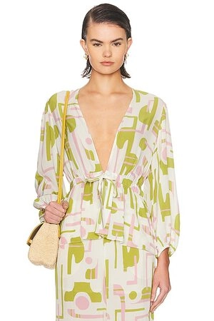 ADRIANA DEGREAS Plunging Neckline Tie Front Top - Unique