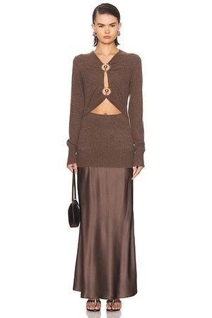 Christopher Esber Orbit Ruched Monument Long Sleeve Dress - Umber