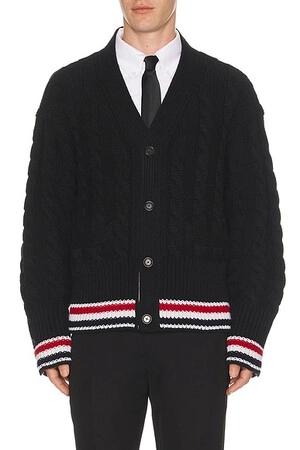 Thom Browne Baby Cable V Neck Cardigan