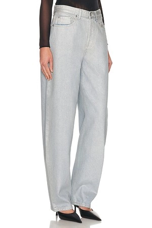 MUGLER Metallic-coated Wide Leg Denim Trousers
