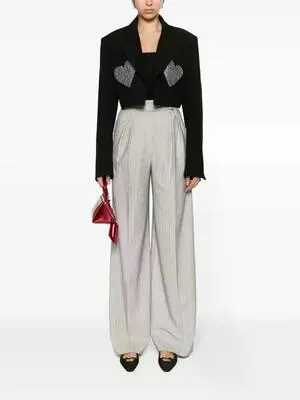 NISSA Rhinestone-heart Cropped Jacket