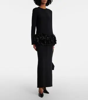 TOTEME Petal Silk-trimmed Maxi Dress - Black