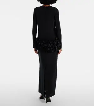 TOTEME Petal Silk-trimmed Maxi Dress - Black
