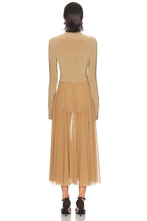 Norma Kamali Long Sleeve Turtleneck Flared Midcalf Dress