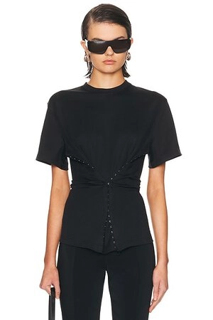 MUGLER Short Sleeve Top - Black