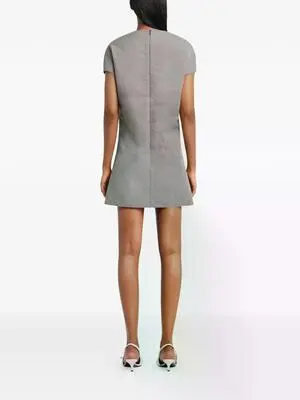 COURREGES Houndstooth Pattern Dress With Short Sleeves And Front Pockets - Grey