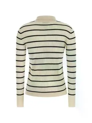 Max Mara Striped Ribbed Knit Polo Top