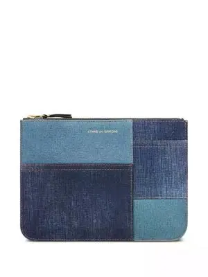 Comme Des Garçons Denim-print Patchwork Wallet - Blue