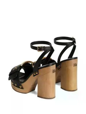 Dolce & Gabbana Platform Buckle Detail Sandals - Black