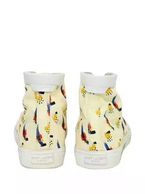 Saint Laurent Mid-top Graphic Print Lace-up Sneakers