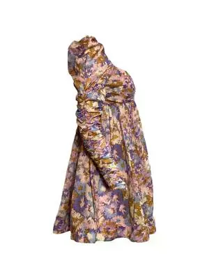 Zimmermann Ruched Floral-print Mini Dress