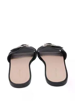 STUART WEITZMAN Crystal-embellished Leather Slip-on Sandals - Black