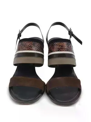 Tory Burch Paneled Suede Block Heel Sandals