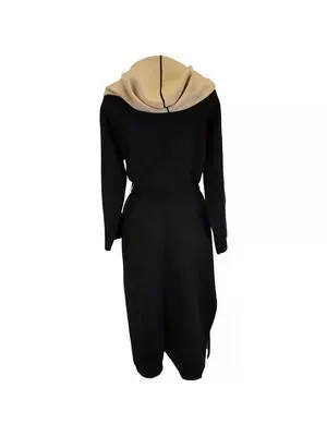 Max Mara Belted Hooded Wool Coat - Black