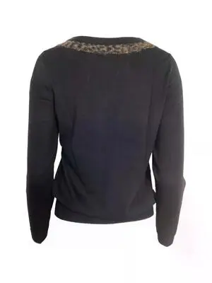 Saint Laurent Long-sleeved Cardigan With Animal Print Collar
